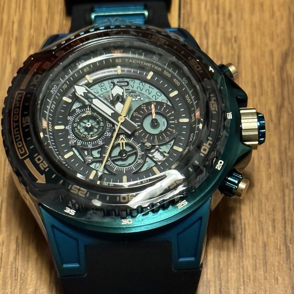 Invicta Aviator 44341 53.5mm Chronograph Black Green With Helmet Case ...