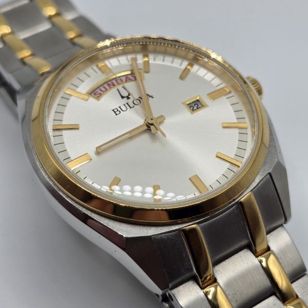 Bulova Surveyor Men's Day Date Two Tone 39mm Stainless Steel Watch ...