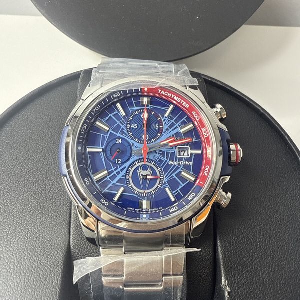 Citizen Marvel Spider-Man Eco-Drive Chronograph Blue Dial Men's Watch ...