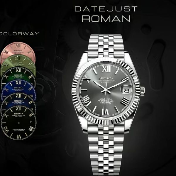 Roman dial custom Seiko mod series datejust watch | WatchCharts Marketplace