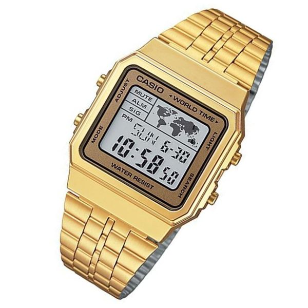 Casio Retro Gold Steel Digital Dial Unisex Watch - A500WGA-9D ...