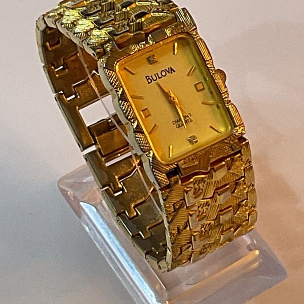 Bulova Vintage Menâ s Watch Gold Nugget Runs New Battery 15 ...