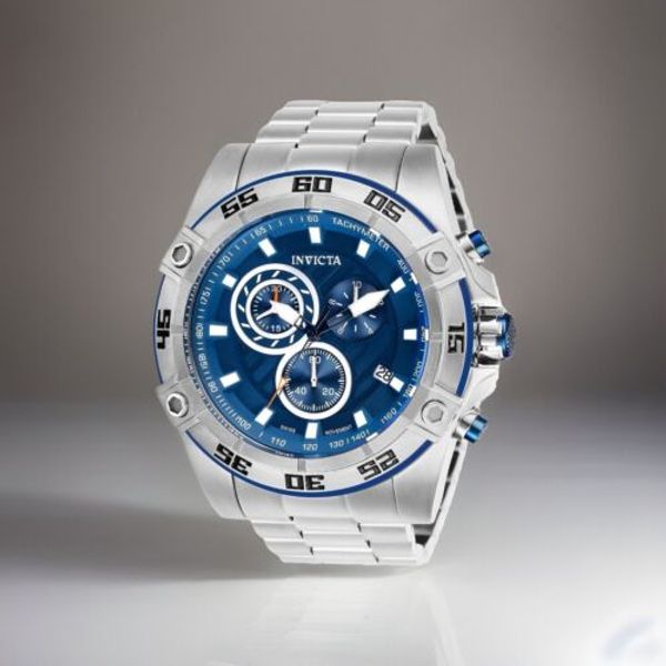 New Invicta Speedway Viper 52mm Mens Chronograph Blue Dial Stainless ...
