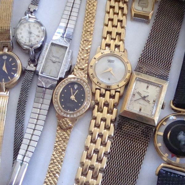 VINTAGE WATCH LOT MECHANICAL, QUARTZ, JUVENIA, ELGIN, HAMILTON, REPAIR ...