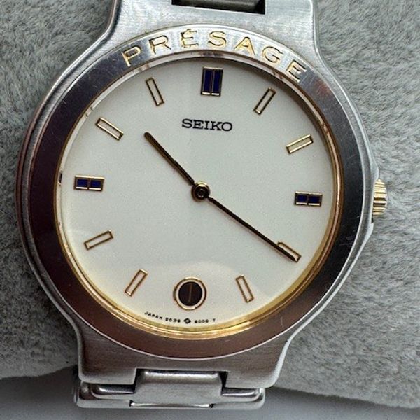 Vintage Men's Seiko Presage 9539-6010 Silver Tone Quartz Watch New ...