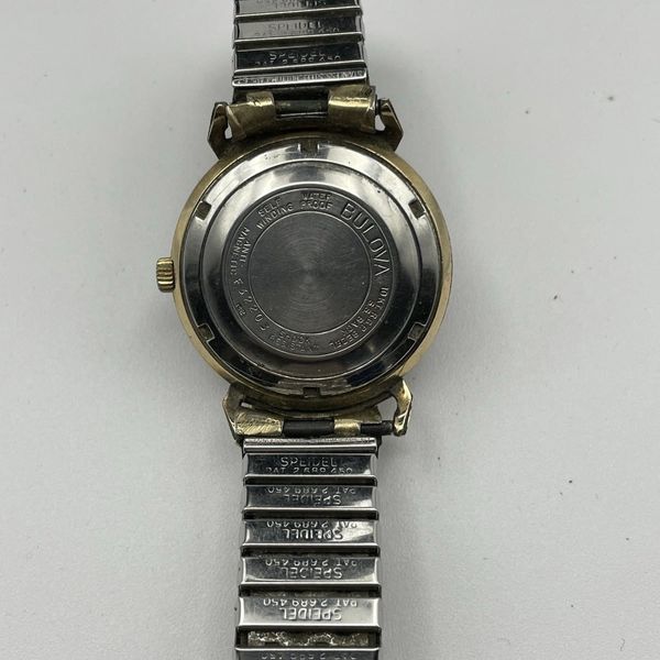 Vintage 1960â s (?) Bulova Black Dial 10K RGP Bezel Self-winding Runs ...