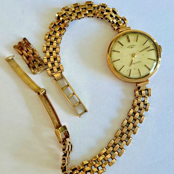9ct gold vintage ladies Rotary Bracelet watch not working, scrap ...