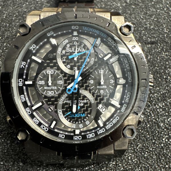 Bulova Men's Watch Precisionist 98B229 Quartz Black Dial Gunmetal New ...