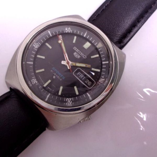 Seiko 5 Sports Mens Watch Day & Date Black Dial 6319-6000 Automatic Sn ...