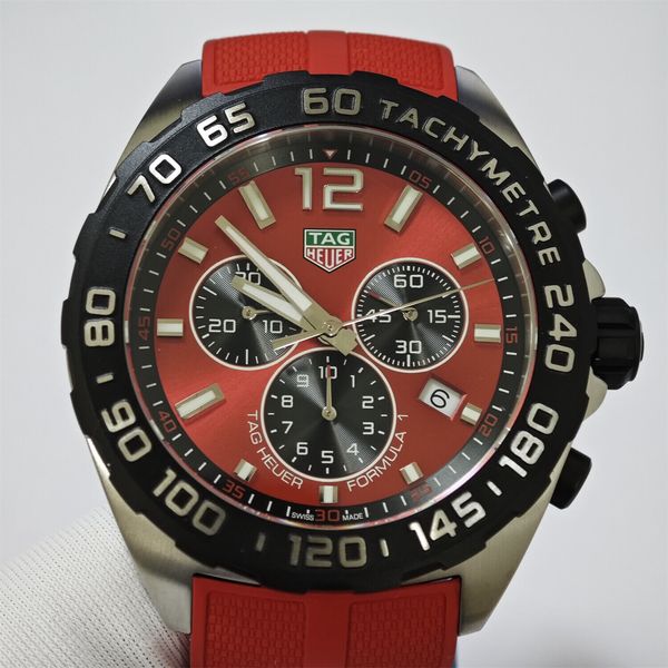 Tag Heuer Formula 1 Chronograph 43mm Red Dial Men's Watch CAZ101AN ...