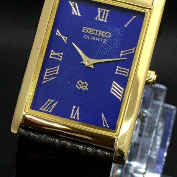 Seiko Quartz Slim Men's Japanese Wristwatch Roman Numbers Dial Gold ...