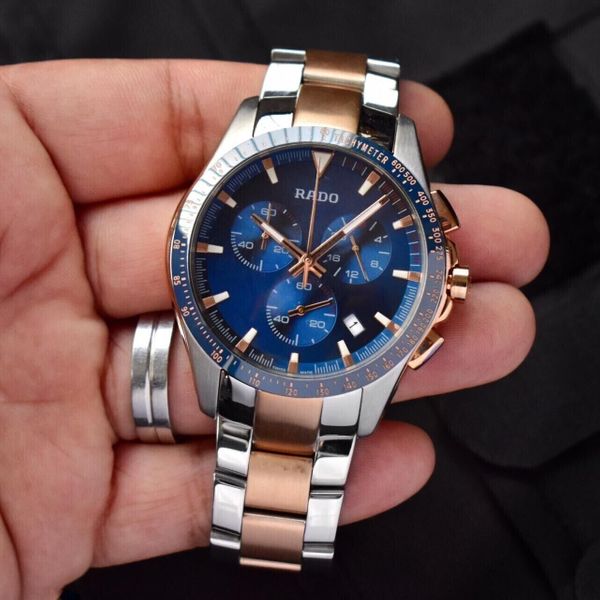 Rado First Mastercopy Chronograph Blue Dial Quartz Watersealed Two-Tone ...