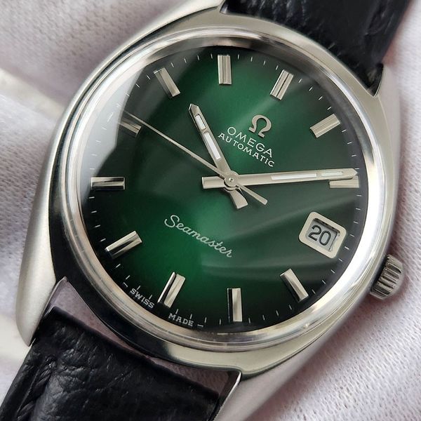 OMEGA SEAMASTER AUTOMATIC 166067 CAL565 DATE TWOTONE GREEN DIAL MEN'S ...