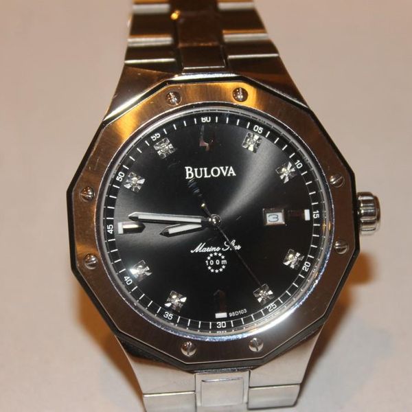 Bulova Marine Star Diamond 98D103 Stainless Steel Men's Watch ...