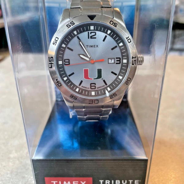 Timex Tribute Men's Citation 42mm Quartz Watch, Miami Hurricanes Logo ...