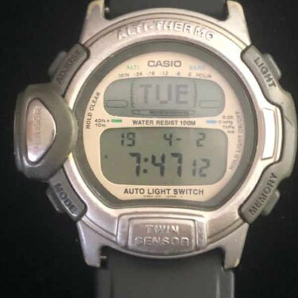 Vintage Casio Pathfinder 1675 PAL-20 Alti Thermo Twin Sensor Watch ...