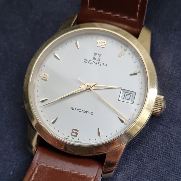 ZENITH Calatrava Automatic-date Gold Plague Luxury Watch Swiss ...