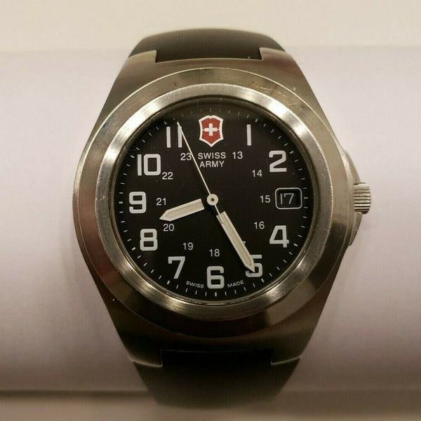 Victorinox Swiss Army Excursion Watch Black Rubber Band Silver 24490 V ...