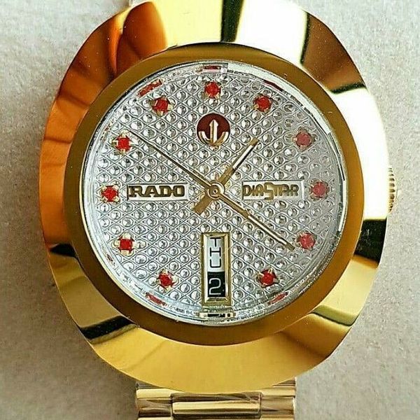Vintage Rado Diastar Automatic 36 MM Gold Plated Red Diamond Men's ...
