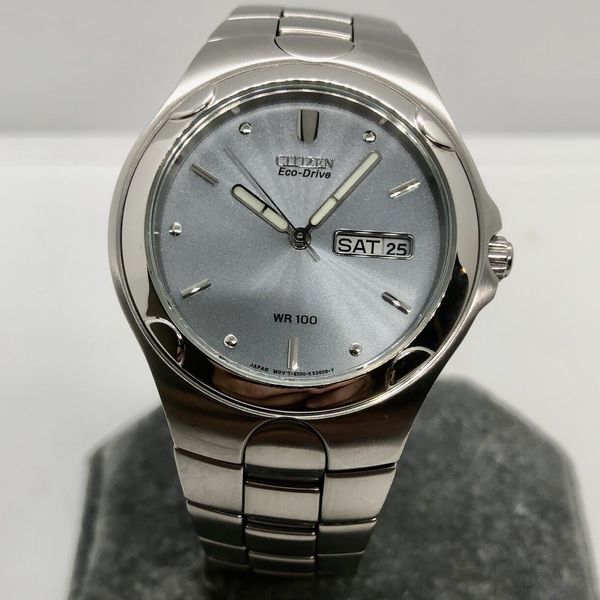 Menâ s Citizen EcoDrive SOLAR Watch Light Blue Dial EXCELLENT CONDITION ...