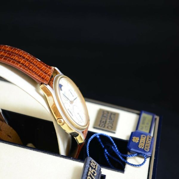 SEIKO MOON PHASE 7F39-6029 QUARTZ VINTAGE 1997 EXCELLENT DRESS WATCH ...