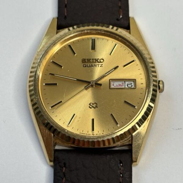 Vintage Seiko SQ 5H23-8020 A4 Day Date Gold Tone Dial Mens Watch - New Battery | WatchCharts ...