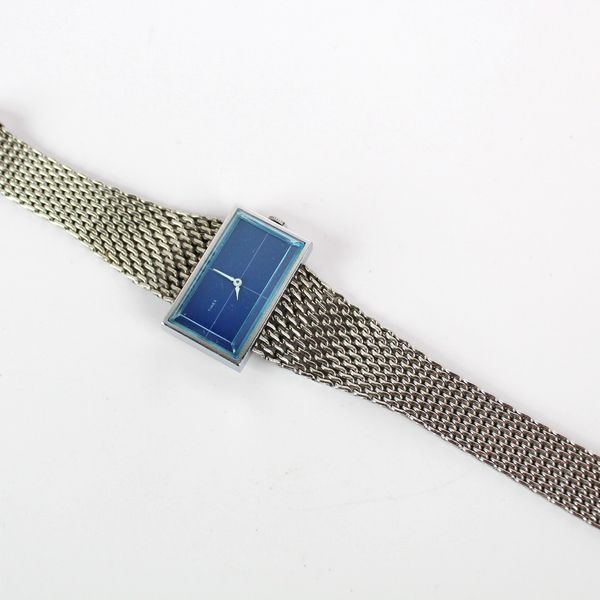 Vintage 70s Women's Timex Tank Mechanical Watch, Blue Dial, Stainless ...