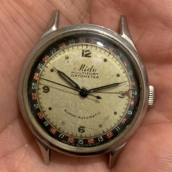 VINTAGE RARE MIDO MULTIFORT DATOMETER SUPER AUTOMATIC. ROULETTE DIAL ...