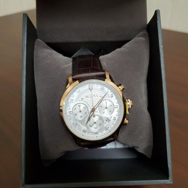 Bulova - Classic Chrono Leather Stainless Steel Mens Quartz Watch ...