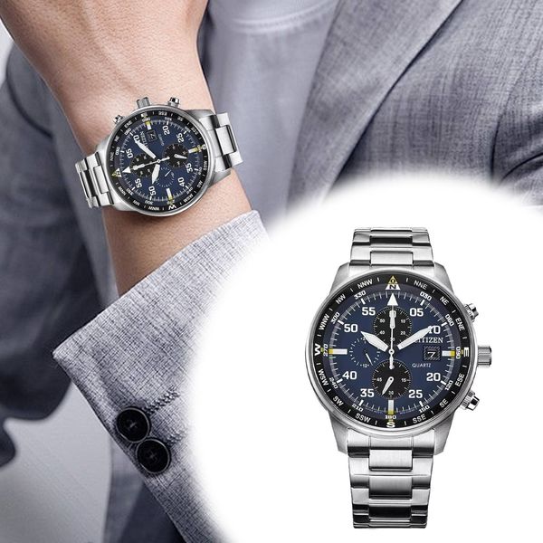 NEW Citizen Men's Aviator Chronograph Eco-Drive Watch - CA0690-88E ...