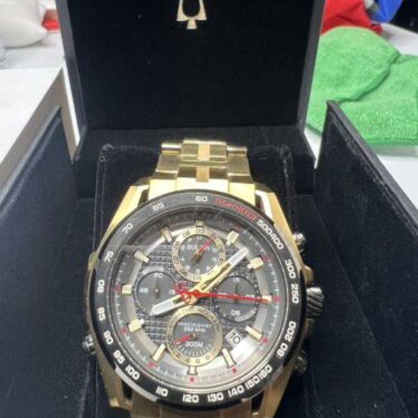 Bulova 44mm Precisionist Chronograph Gold Tachymeter 98B271 Watch ...