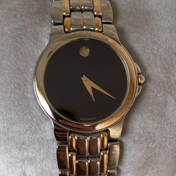 VINTAGE MOVADO MUSEUM CLASSIC 81-E4-9885 TWO-TONE MEN QUARTZ 35MM WATCH ...