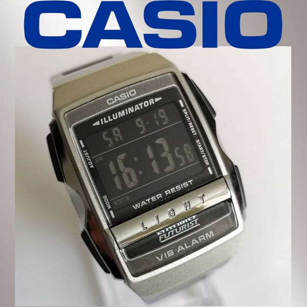 Vintage 90s Casio A220 Futurist module 1922 vibrating alarm mens quartz ...