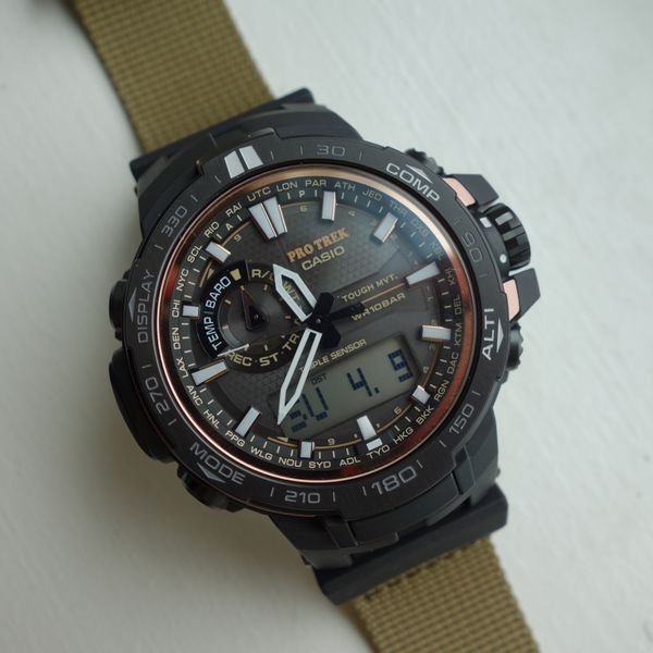 SOLD: Casio Pro Trek PRW-S6000Y, atomic, sapphire, carbon fiber strap ...