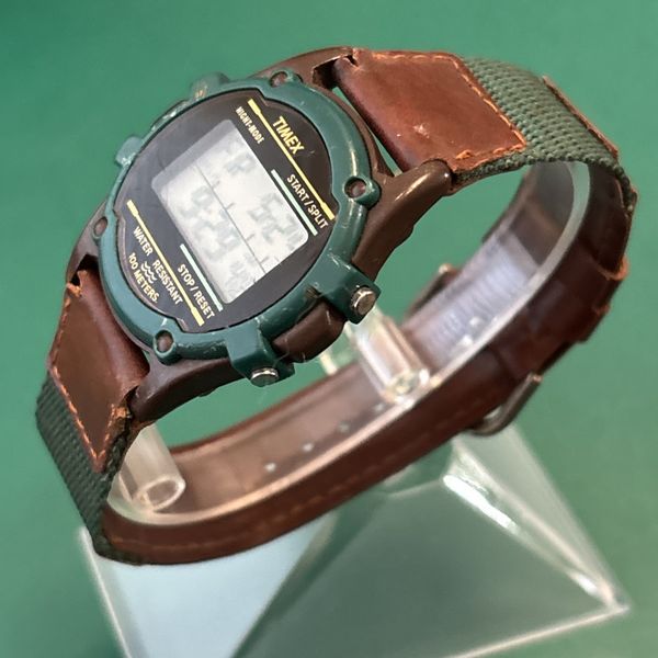 Vintage Timex Expedition Digital Watch Men 40mm Green Brown New Battery ...