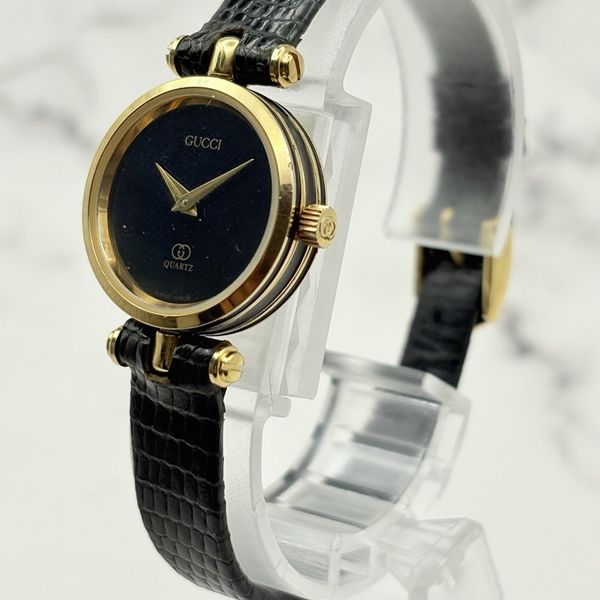 [Near MINT] Vintage Gucci 2000L Black Dial Gold Women's Quartz Watch ...