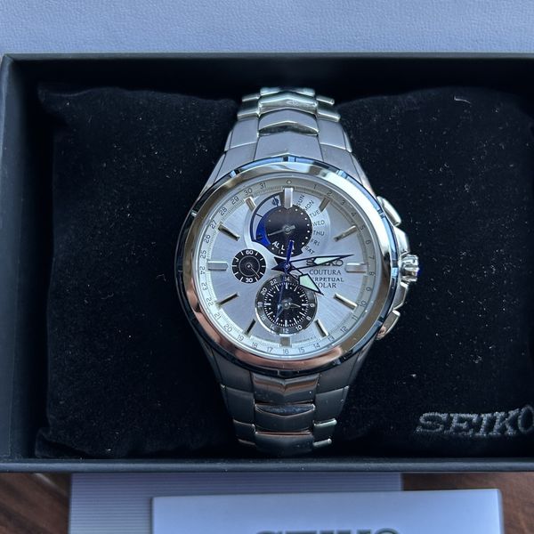 Seiko SSC787 Coutura Perpetual Solar Men's Panda Chronograph Watch MSRP ...