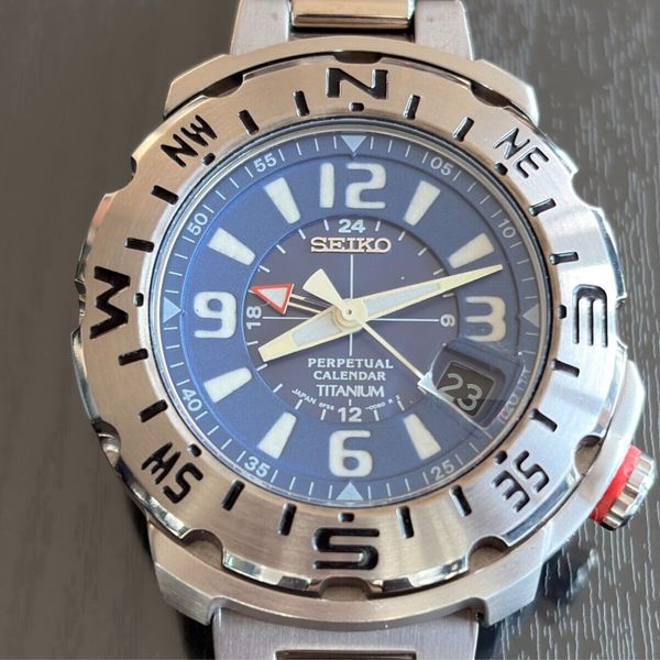 Rare Seiko GMT Landrek SBCJ011 Midsize Menâ s Diver Blue 8F56-0070 ...