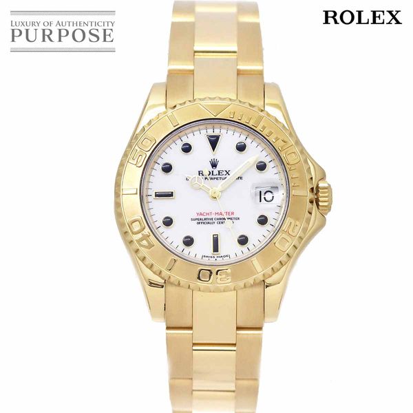 [OH new finish] Rolex ROLEX yacht master 68628 S serial boys watch date white dial K18YG yellow ...