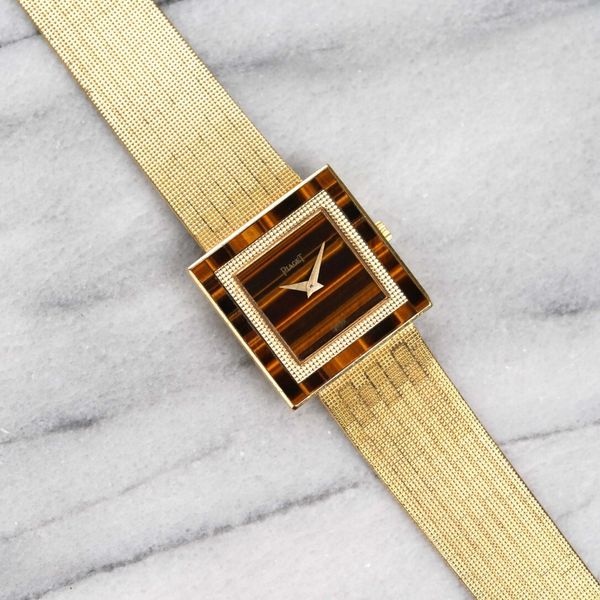 Vintage Piaget 80s Ref 9200 18K Yellow Gold Manual Wind Tiger Eye Dial ...