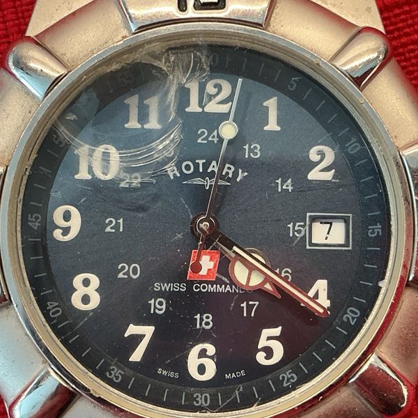 Used Vintage Rotary Swiss Commando with Original Leather Strap Ref ...