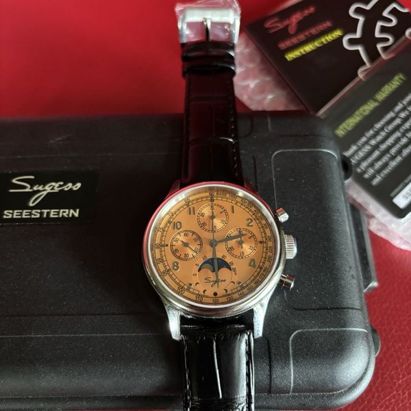 Sugess MoonPhase Calendar Mechanical Chronograph Mens Watch Seagull ...