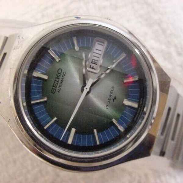 Vintage lg antique Space Age unusual SEIKO AUTOMATIC BLUE&GREEN DIAL ...