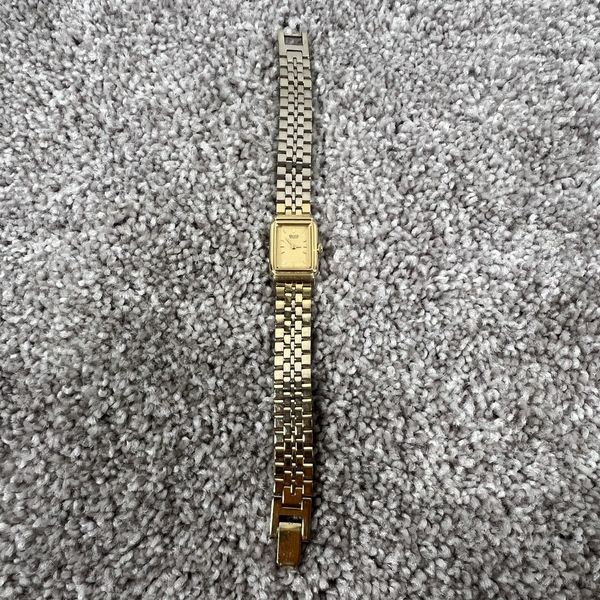 VINTAGE Seiko Quartz Gold Tone Watch Japan Womens Square 5Y20-0650 ...