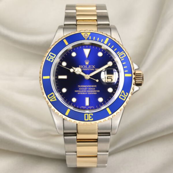 Rolex Submariner 16613 Blue Dial Stainless Steel & 18k Yellow Gold ...