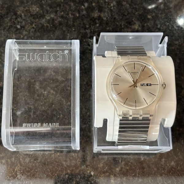 Swatch V8 Men's Watch, Silver Finish With Stainless Steel Flexible ...