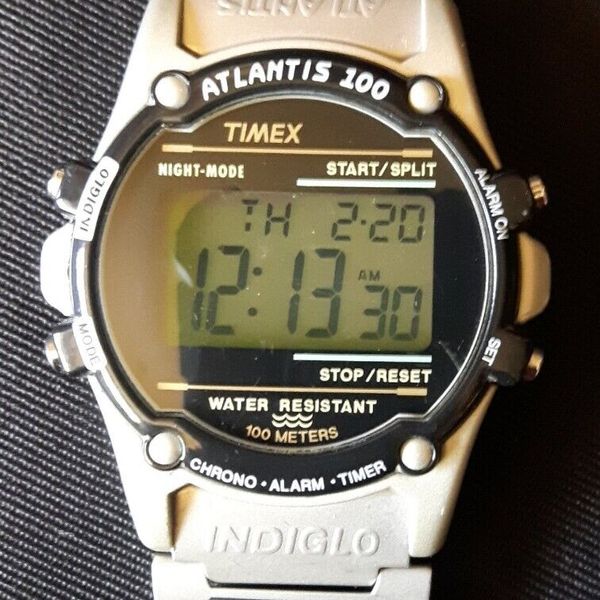 Timex Atlantis 100 Indiglo Alarm Chrono Quartz Digital Men's Watch ...