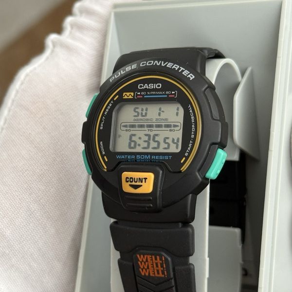 Rare Vintage Casio JP-10W Pulse Converter Mens Digital Sports Watch JDM ...