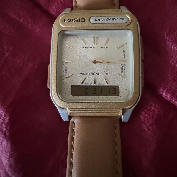 CASIO DATA BANK FKT-100 RADIO CLOCK DATABASE 30 MODULE 785 MENS WATCH ...