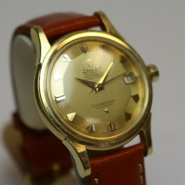 VINTAGE 1958 OMEGA CONSTELLATION 18K GOLD PIE PAN DIAL 2943/54 504 ...